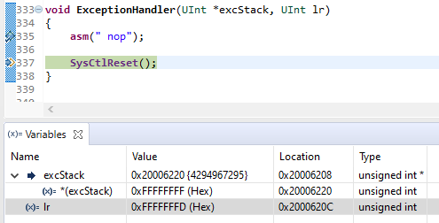 MSP432E401Y: Find Unhandled Exception - MSP low-power microcontroller forum - MSP low-power ...
