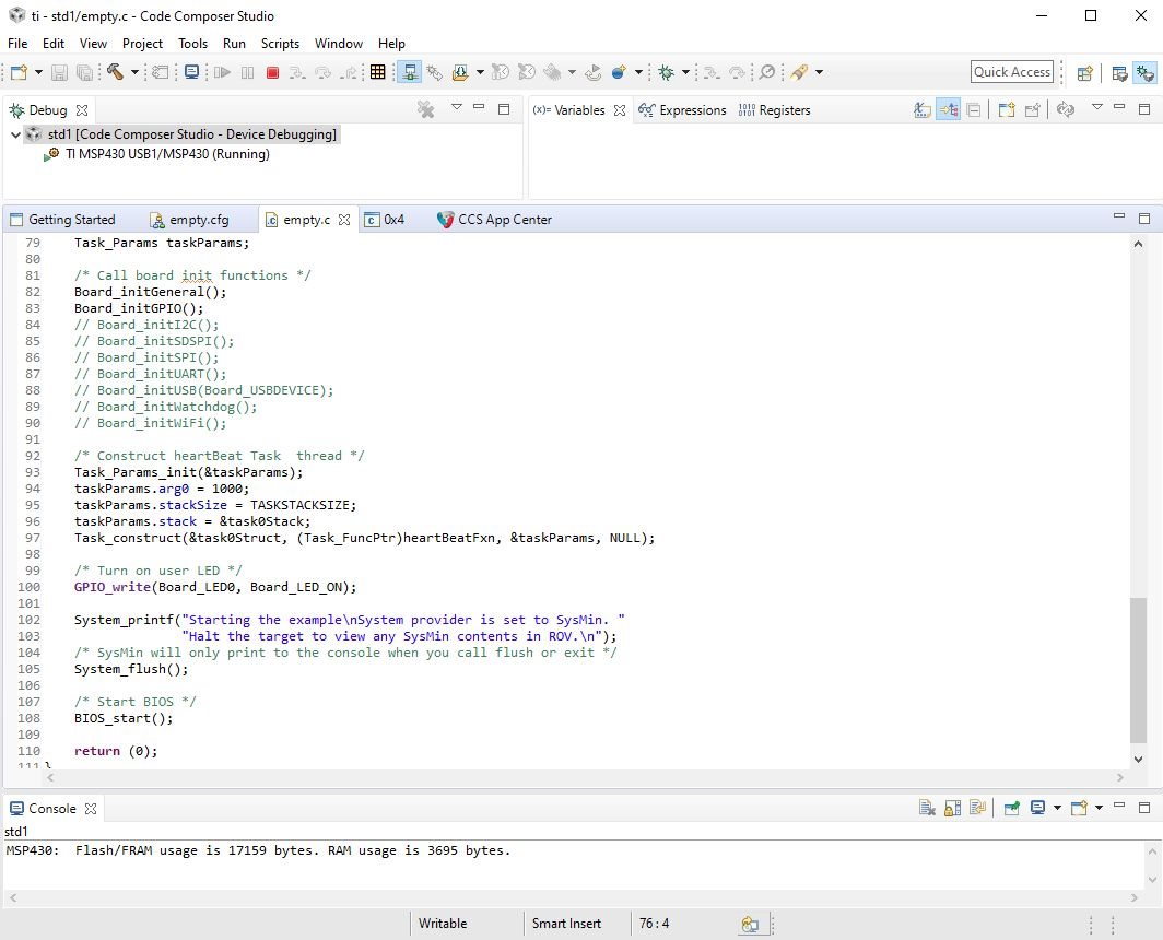Ccsmsp430f5529 Simple Empty Ti Rtos Example Not Running On Ccs9 Msp Low Power