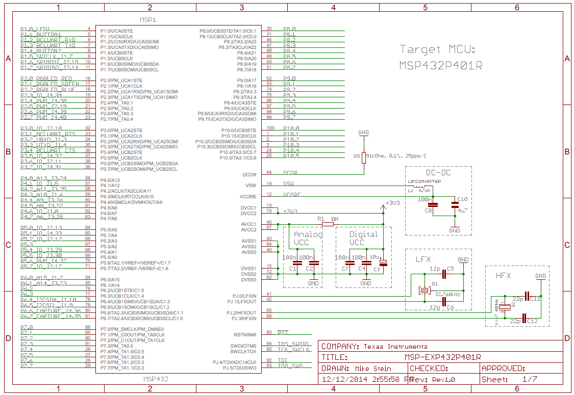 MSP432P401R: Capacitors of LFX changed between MSP-EXP432P401R sch. Rev 1.0 and Rev 2.0 - MSP ...