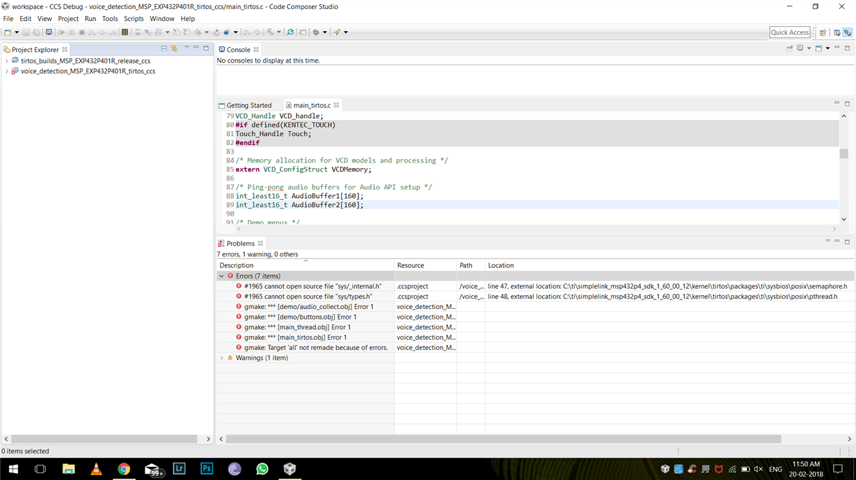 CCS/MSP432P401R: Errors in the initial stages of the set up. - MSP low-power microcontroller ...