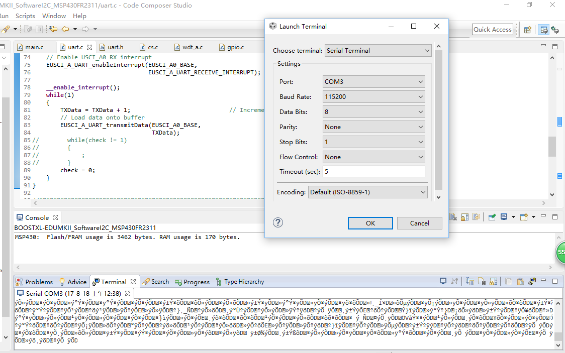 CCS/MSP430FR2311: Uart configuration problem, the - MSP low-power microcontroller forum - MSP ...