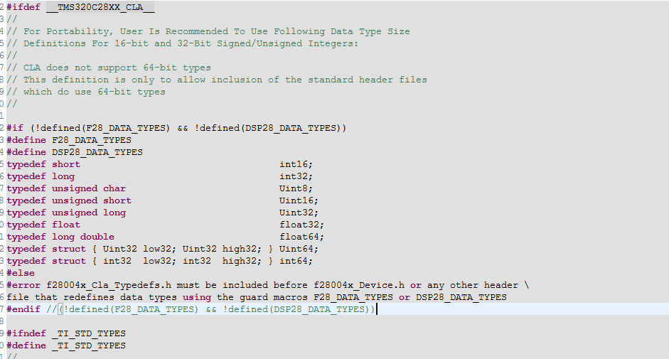 Compiler/TMS320F280049M: 28004x_Cla_Typedefs.h compile error - C2000 ...
