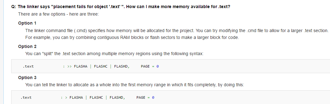 CCS/TMS320F28032: How to fix "program will not fit into available memory" problem in Flash ...