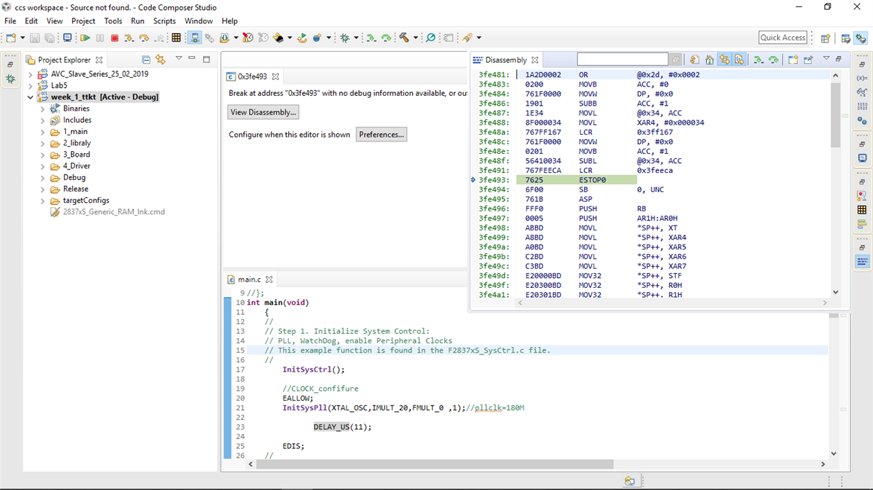 CCS/TMS320F28377S: 0x3FE493 (no symbols are defined) - C2000 ...