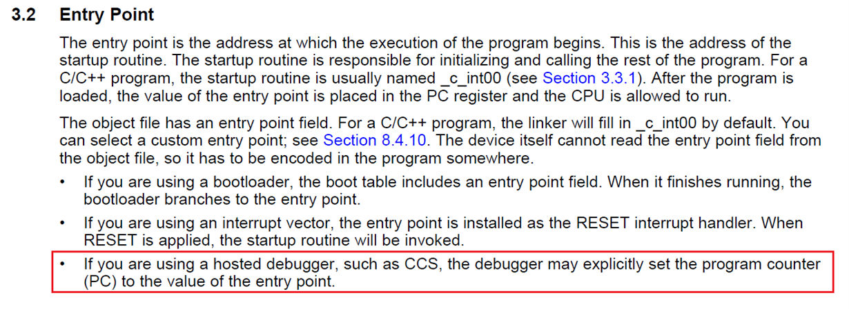 Ccstms320f28033 How The C28xx Get Into The Entry Point Respectively In Emulation And