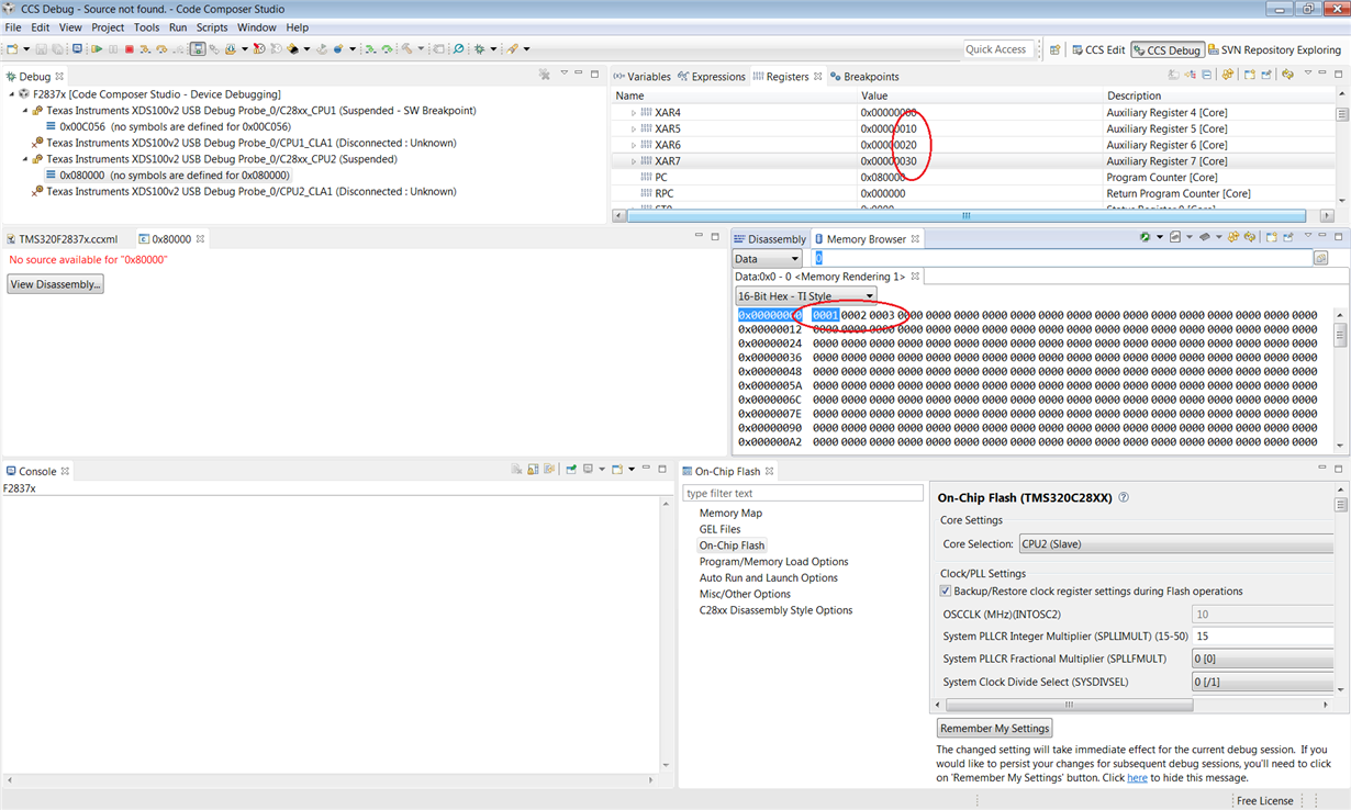 TMS320F28375D: Core2 flash problem - C2000 microcontrollers forum - C2000™︎ microcontrollers ...
