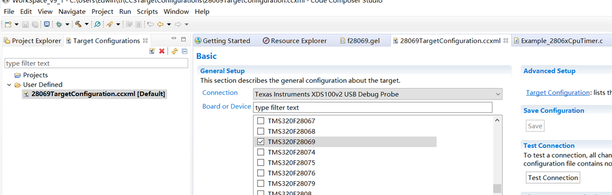 CCS/TMS320F28069: The debug probe reported an error. Confirm debug probe configuration and ...