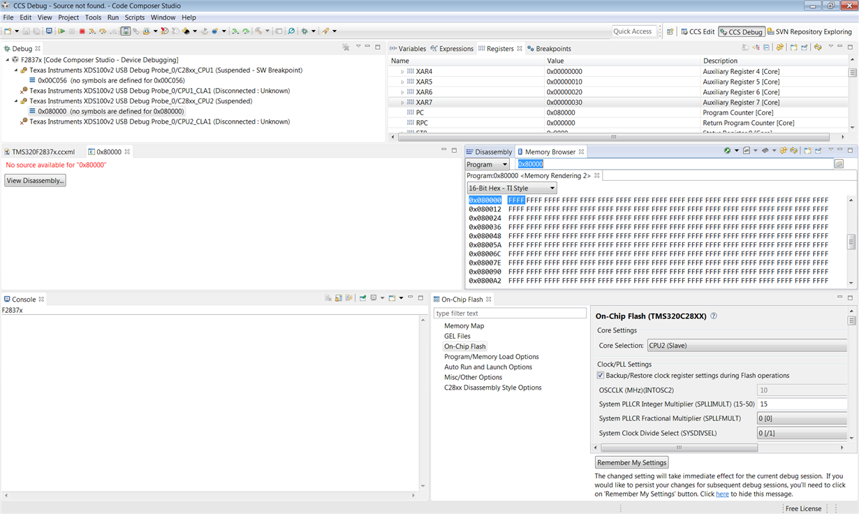 Tms320f28375d Core2 Flash Problem C2000 Microcontrollers Forum C2000™︎ Microcontrollers