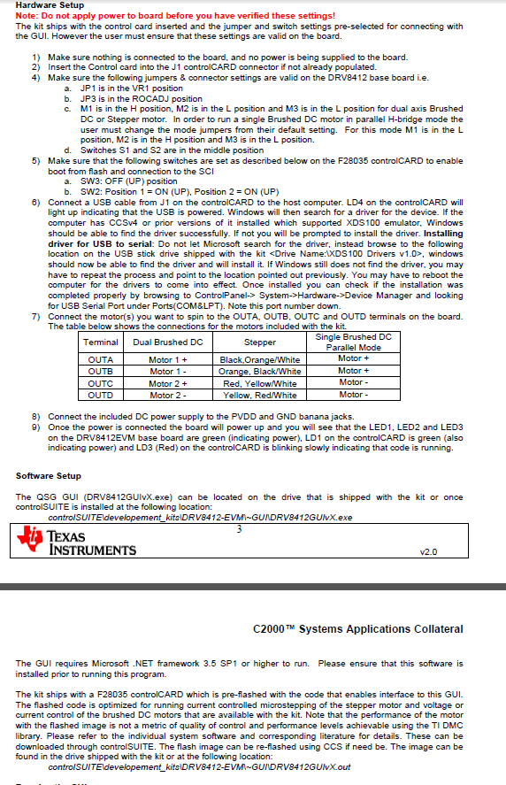 C2000(Piccolo Control Card)Error connecting to the target: (Error -1135 ...