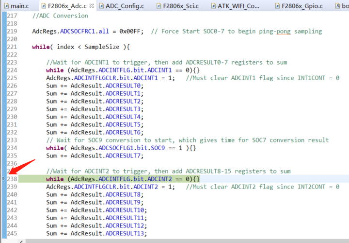 CCS / TMS320F28069： The AdcOffsetSelfCal() function runs abnormally during the debug process and ...