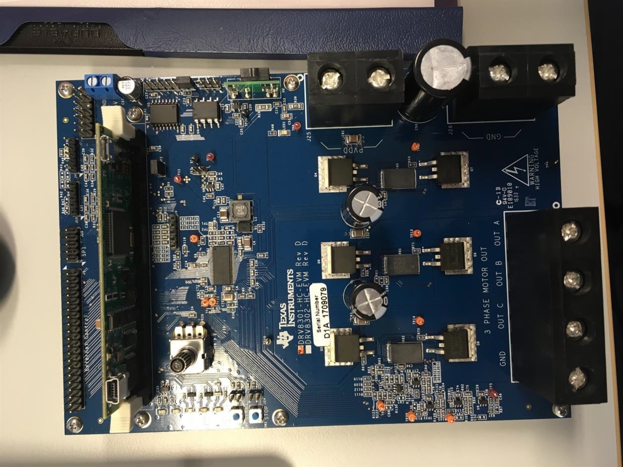 DRV8301-69M-KIT: One of two purchased kits does not allow to operate a BLDC motor at different ...