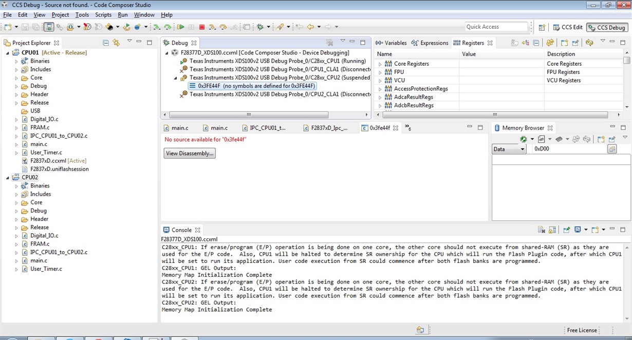 I2c Interrupt Problem In Cpu2 Of F28377d Controller In Release Mode C2000 Microcontrollers