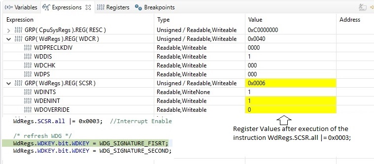CCS/TMS320F280049: Regarding the Registers and Internal WatchDog ...
