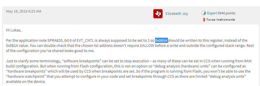 TMS320F28035: Stack Overflow Detection(SPRA820) Failed with 28035 - C2000 microcontrollers forum ...