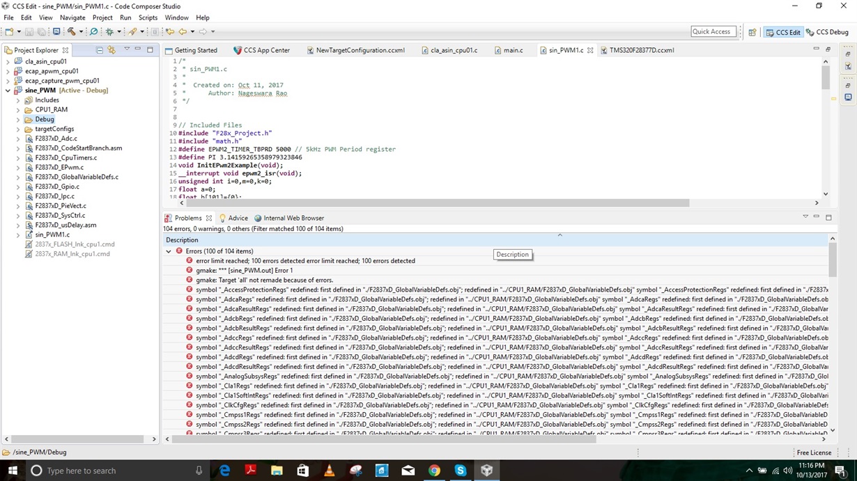 CCS/TMS320f28379d: new project. - C2000 microcontrollers forum - C2000™︎ microcontrollers - TI ...