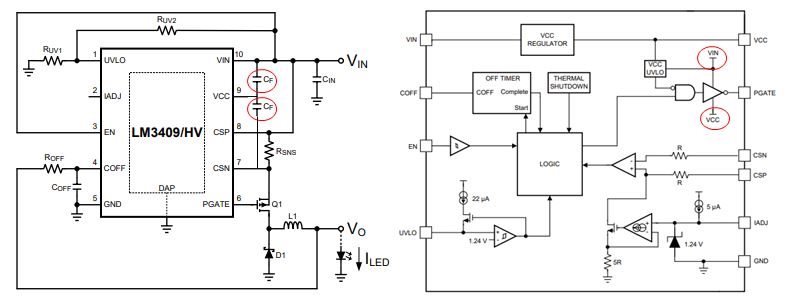 LM3409: Gate pin drive capability and VCC-CSN cap - Power management forum - Power management ...