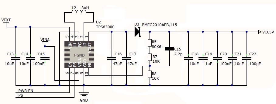 TPS63000 Buck-Boost Convertor - Preventing audible whistling when reverse fed - Power management ...
