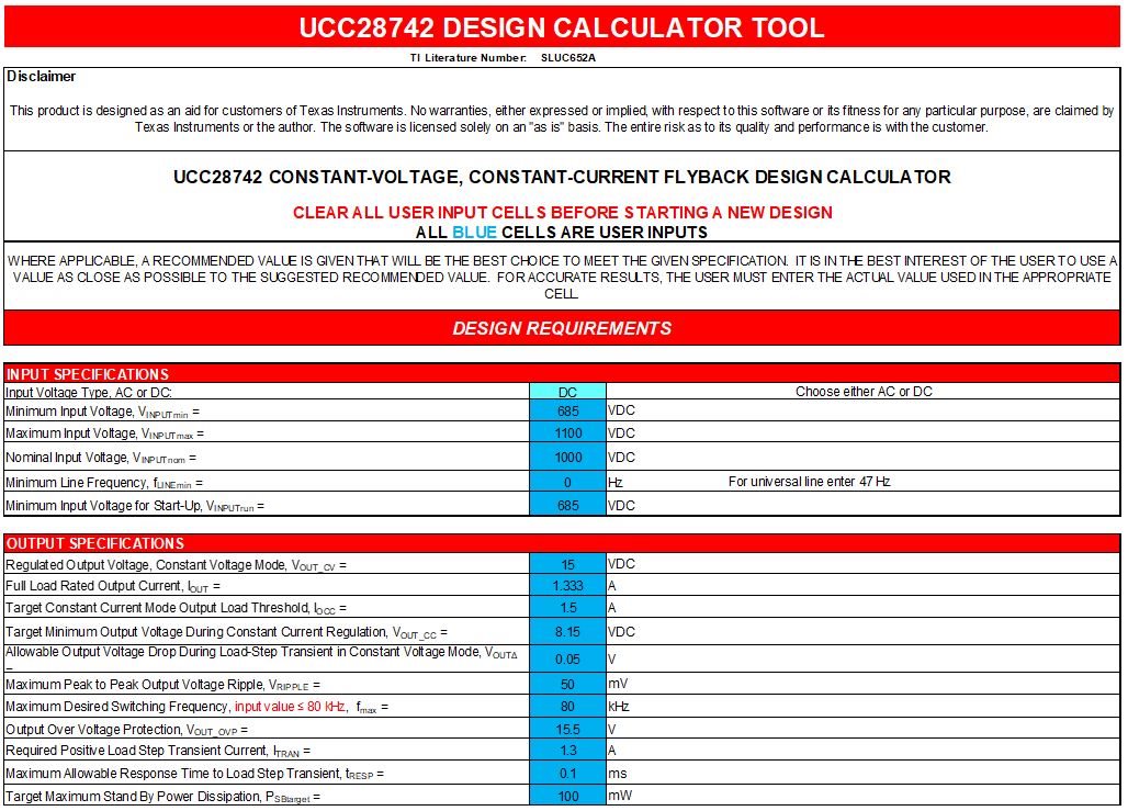 WEBENCH® Tools/UCC28742: UCC28742 High voltage DC to low voltage DC isolated output - Power ...