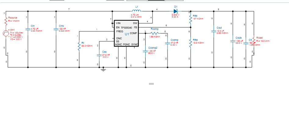 Webench/TPS55340: TPS55340 simulation issue - Simulation, hardware & system design tools forum ...