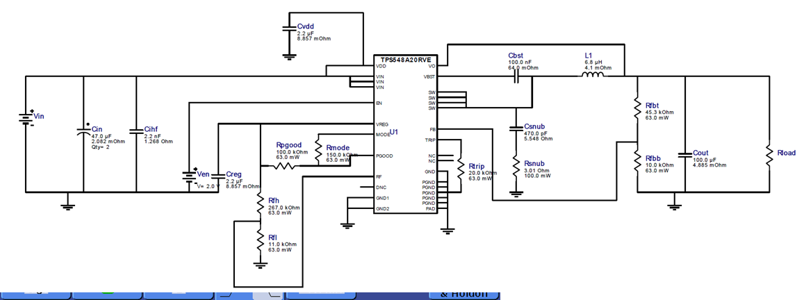 WEBENCH® Tools/TPS548A20: Design Missing Feedforward Capacitor - Simulation, hardware & system ...