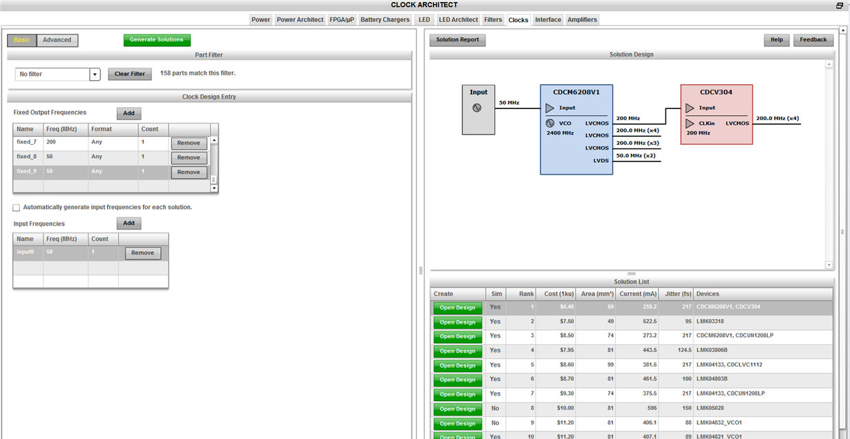 Webench® Toolscdcm6208v1f Architect Shows 9 Lvcmos Outputs Simulation Hardware And System