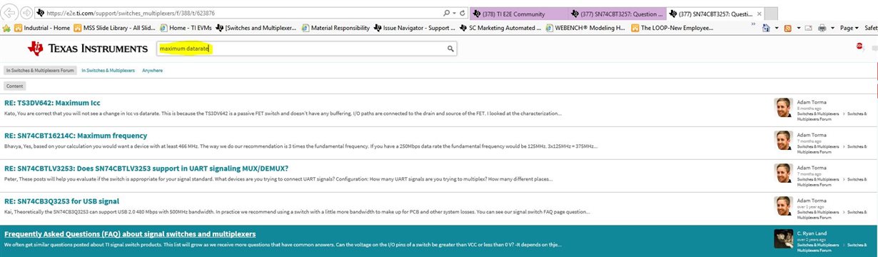 Sn74cbt3257 Question Of The Maximum Data Rate Can Sn74cbt3257 Support Switches And Multiplexers
