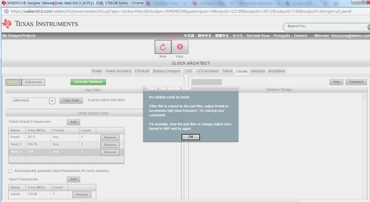 Webench® Toolslmk04828 Lmk04828 Webench Output Clock And Timing Forum Clock And Timing Ti