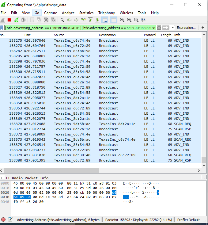 CC2640R2F: ble data on smart sniffer and wireshark - Bluetooth forum ...