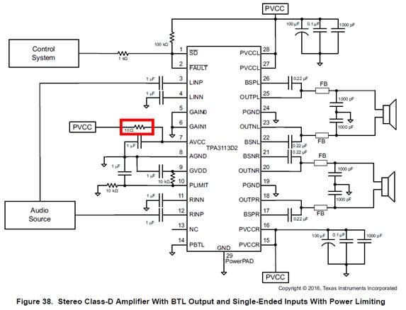 TPA3113D2: 10 ohm resister connected on PVCC in Fig. 38 - Audio forum ...