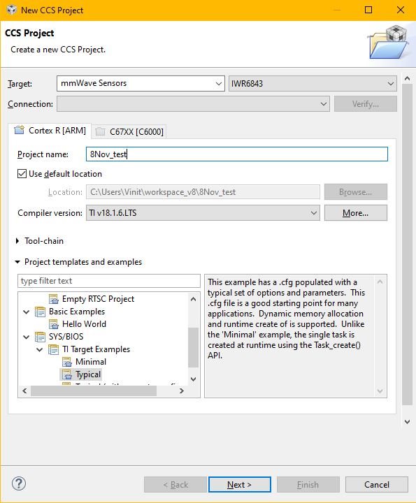 CCS/IWR6843: None of the currently selected products supplies value for the Target. Please ...