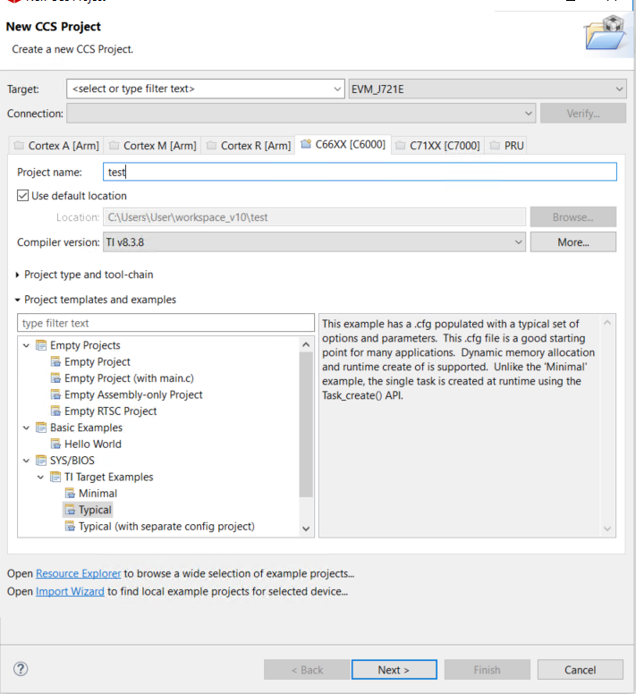 TDA4VM: can't create SYS/BIOS project - Processors forum - Processors - TI E2E support forums
