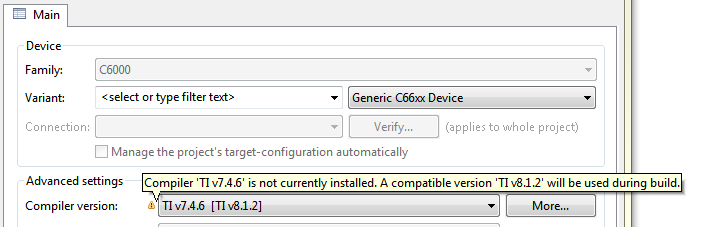 CCS: Is it possible to disable the automatic selection of a compatible compiler version in CCS ...