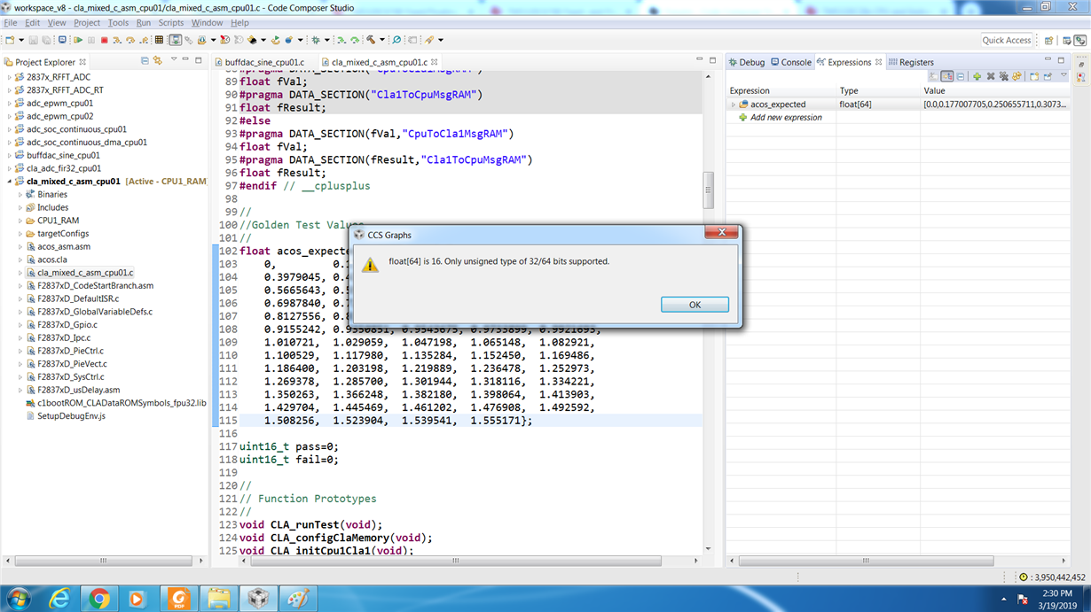 CCS/TMS320F28379D: Error in plotting graph for Float type - Code ...