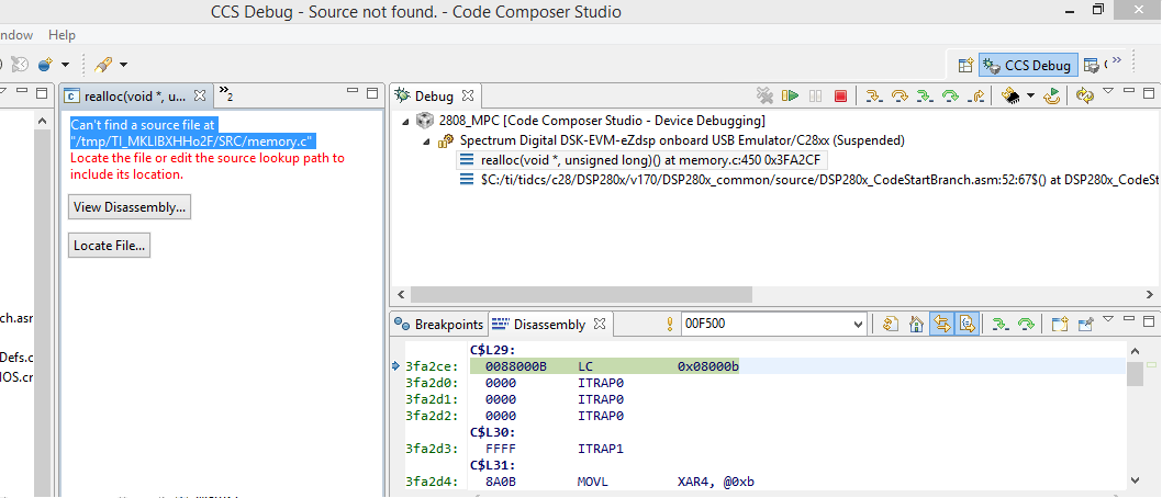 Can t Find A Source File At tmp TI MKLIBXHHo2F SRC memory c And No Source Available For 0x66 