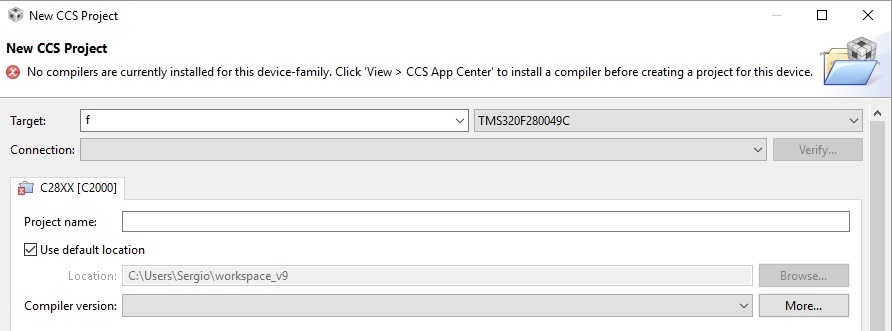 Compiler/LAUNCHXL-F280049C: Can't find a compiler. - Code Composer Studio forum - Code Composer ...