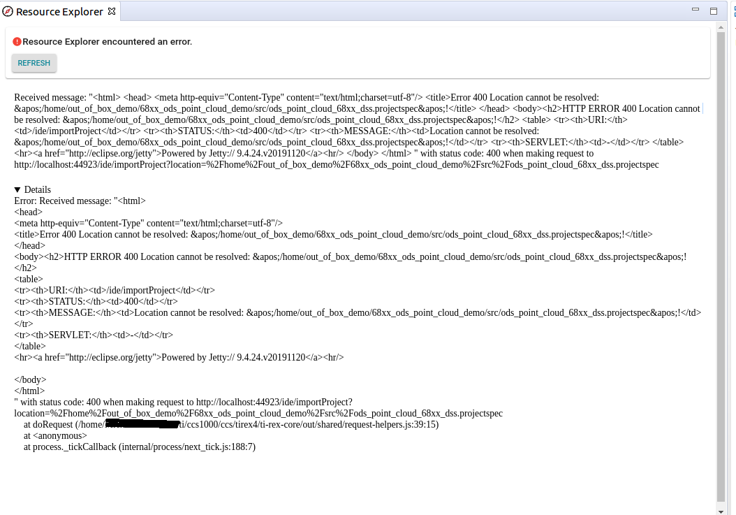 Ccs Resource Explorer Encountered An Error When Trying To Import Iwr68xx Ods Point Cloud