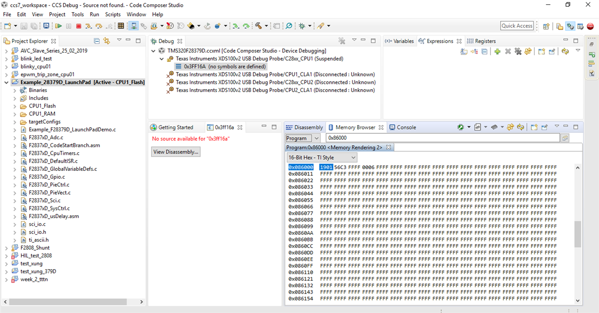 CCS/TMS320F28379D: C28xx_CPU1: File Loader: Verification failed: Values at address 0x86000 ...