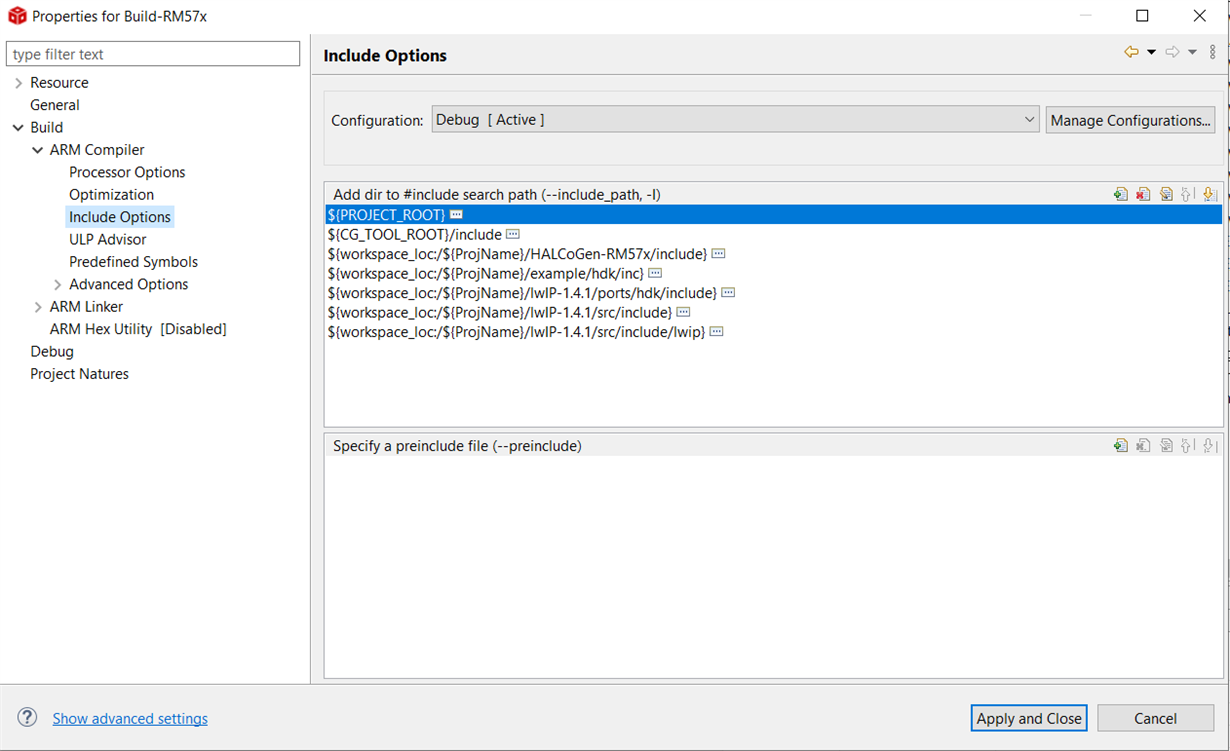 CCS/RM57L843: LwIP demo example build issues - Code Composer Studio ...