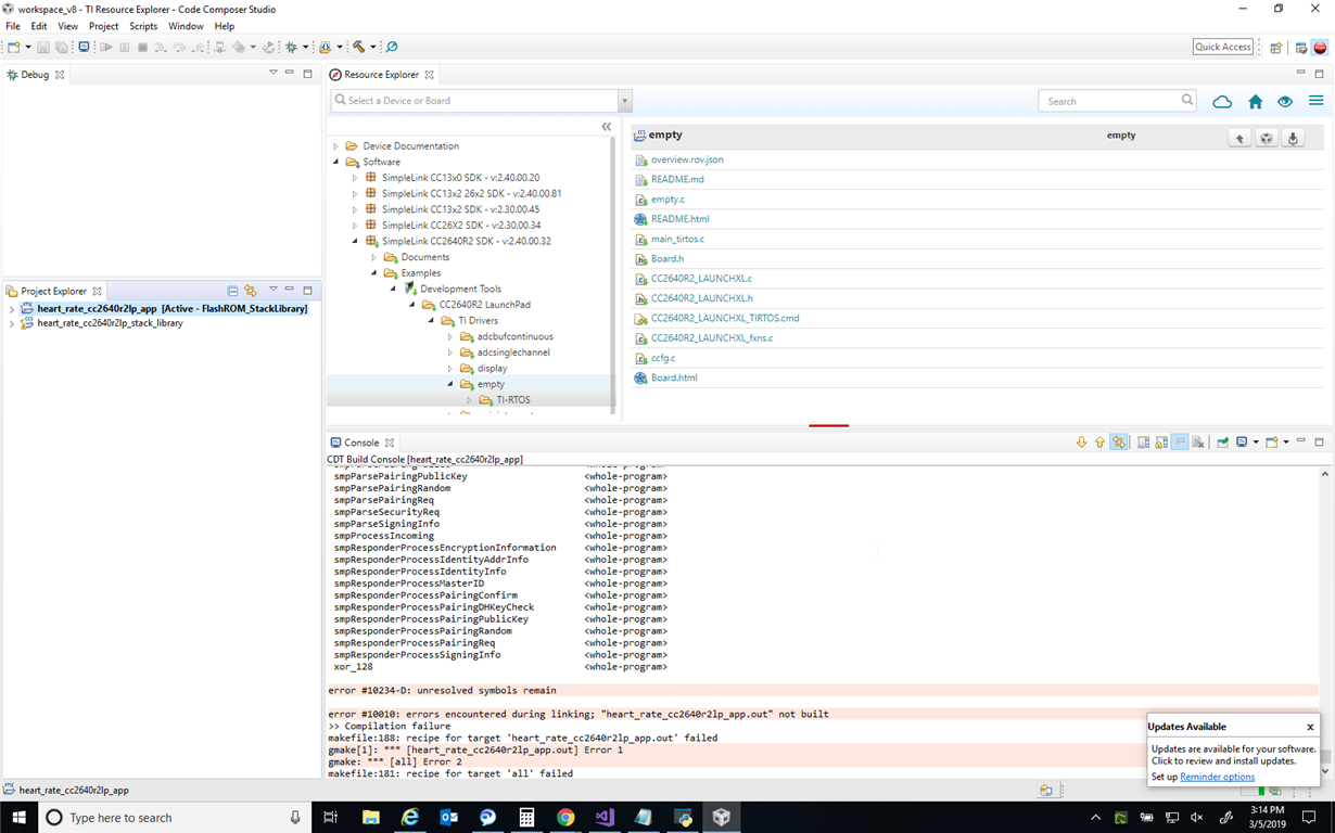 CCS/LAUNCHXL-CC2640R2: Does CCS show in which file or line an error exists? - Code Composer ...