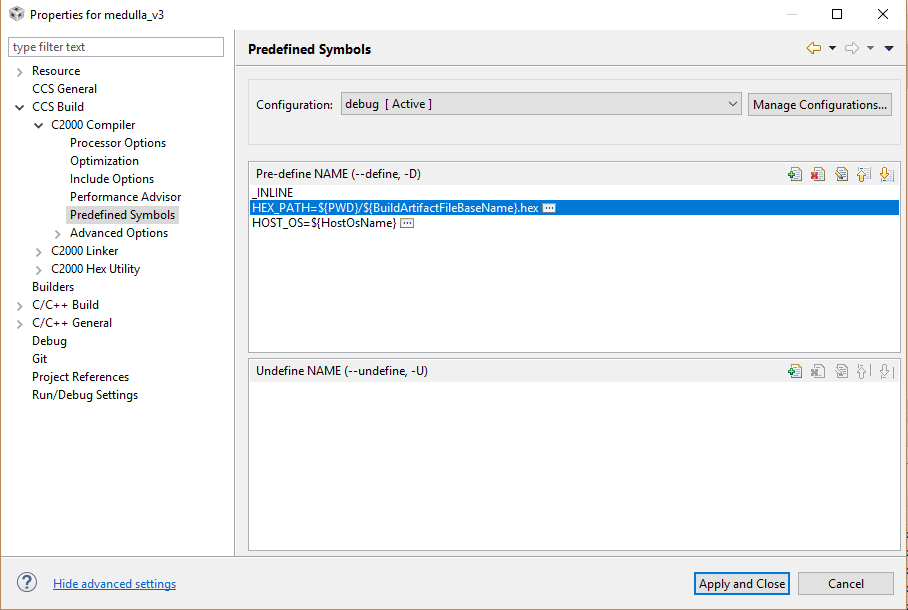 CCS/TMS320F28335: OS-dependent path in predefined symbol definition ... CCS/TMS320F28335: OS-dependent path in predefined symbol definition ...