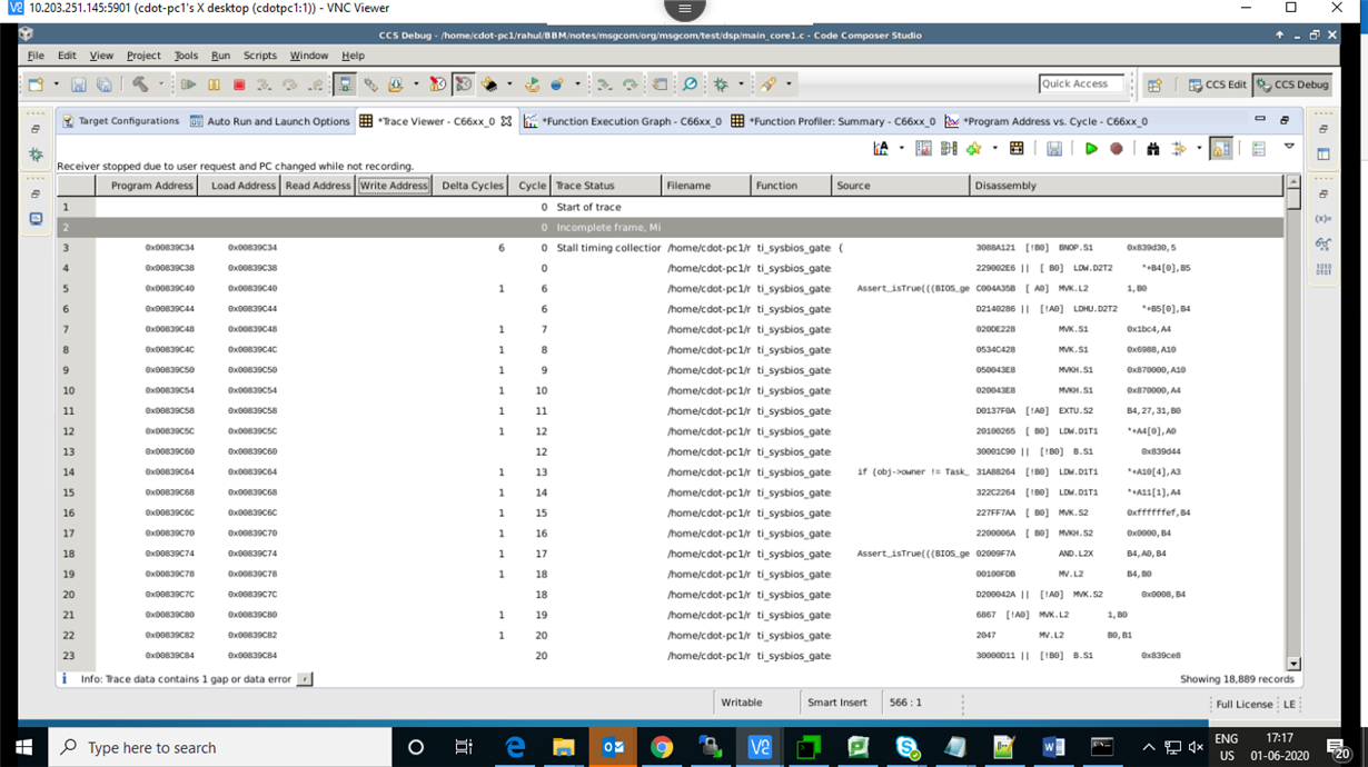 Ccstci6638k2k Unable To Capture Arm And Dsp Proper Pc Trace In Board Running Linux And Sysbios