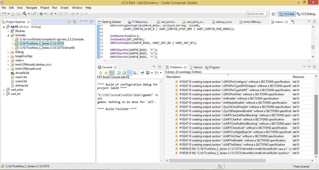 [TM4C1294NCPDT] UART interupt code example doesn't work with Tivaware ...