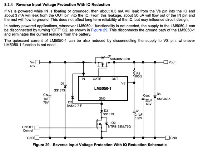 LM5050-1-Q1: LM5050 reverse voltage protection circuit - Power management forum - Power ...