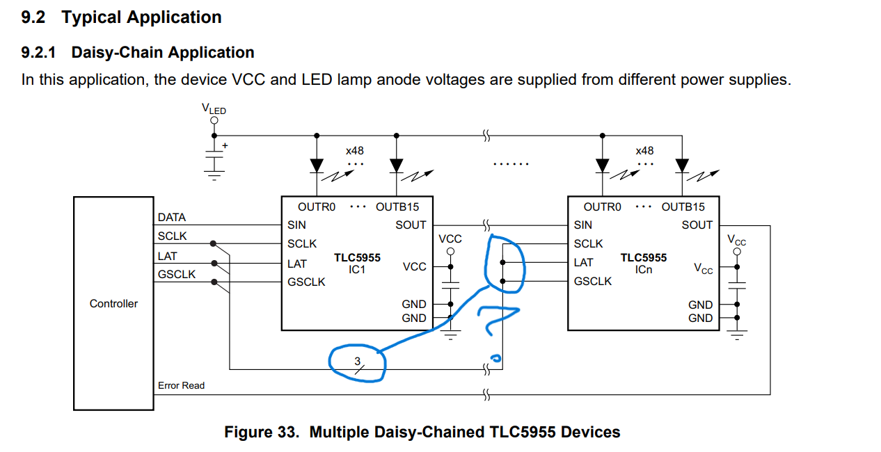 TLC5955: Using a single CLK input on GSCLK and SCLK, disregard LAT input - Power management ...