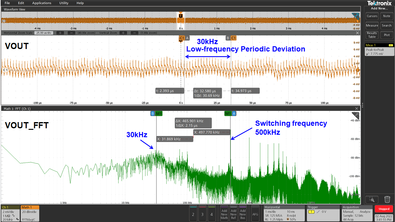 TPS53681EVM-002: Low-frequency Periodic Deviation of Output voltage - Power management forum ...