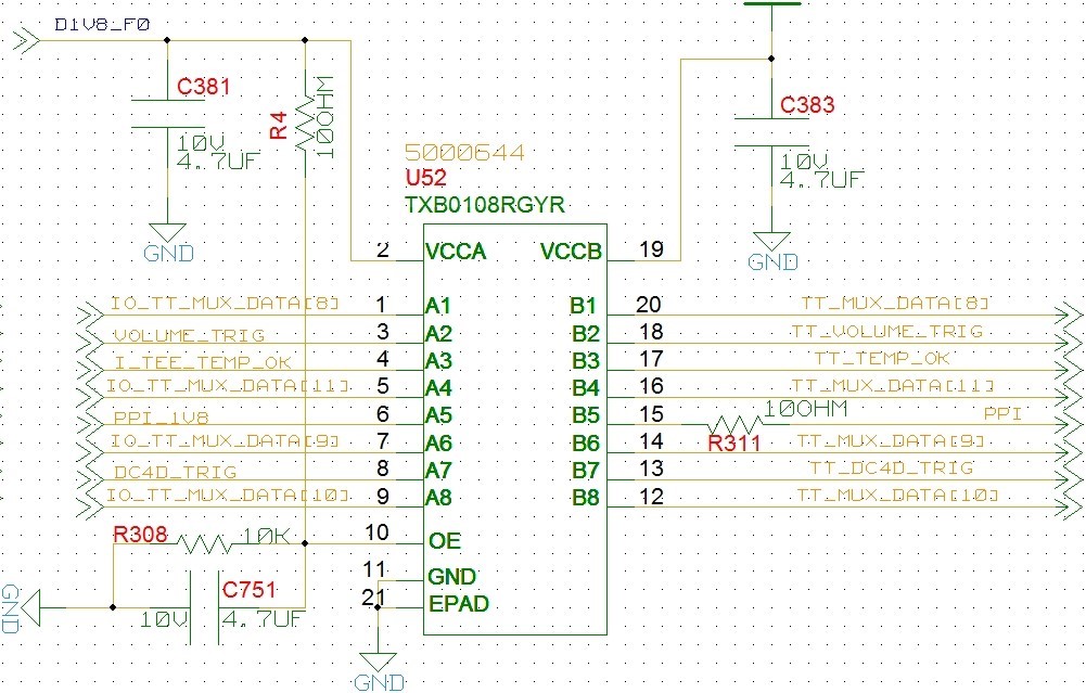 TXB0108: Output voltage abnormal - Logic forum - Logic - TI E2E support forums