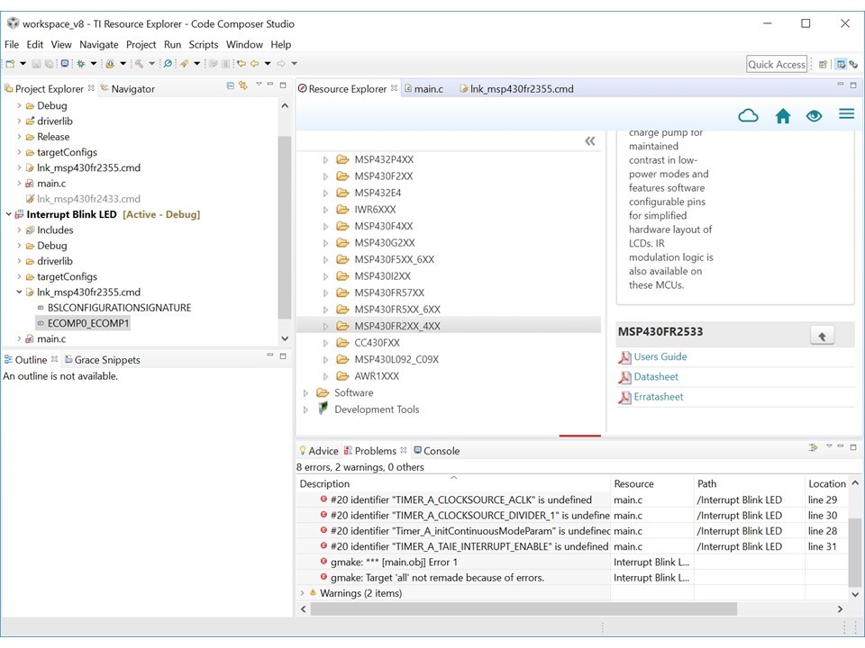 CCS/MSP430FR2355: devlib.h and devlib.c not being discovered in timer routine. - MSP low-power ...