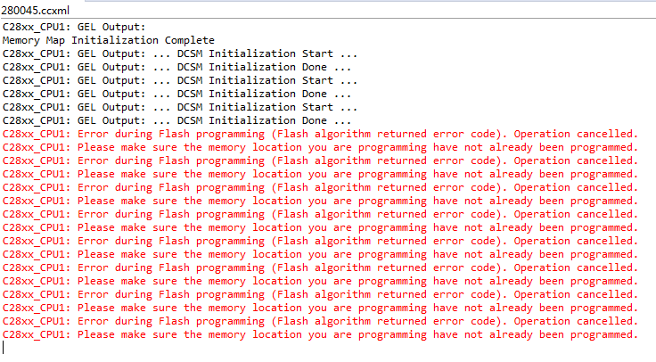 TMS320F280049: error during flash verification - C2000 microcontrollers forum - C2000™︎ ...