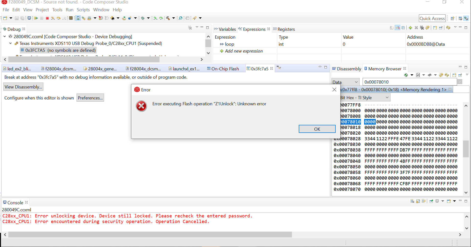 Tms320f280049 Need To Reset The Mcu That Be Able To Unsecure The