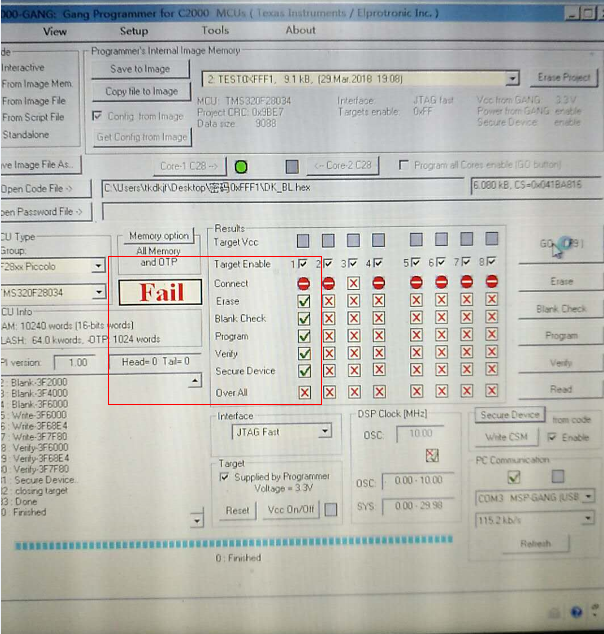 TMS320F28034: C2000 GANG Programmer issue - C2000 microcontrollers forum - C2000™︎ ...